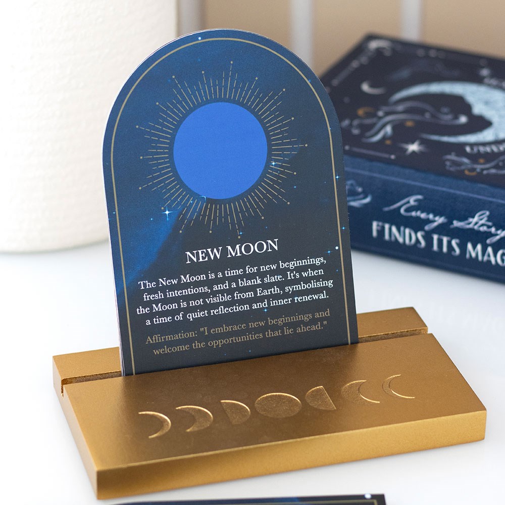 Moon Phase Affirmation Cards with Display Stand | Crystal Nest